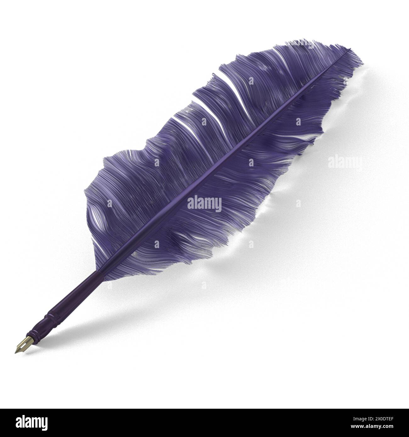 Creative concept isometric purple feather isolated against plain ...