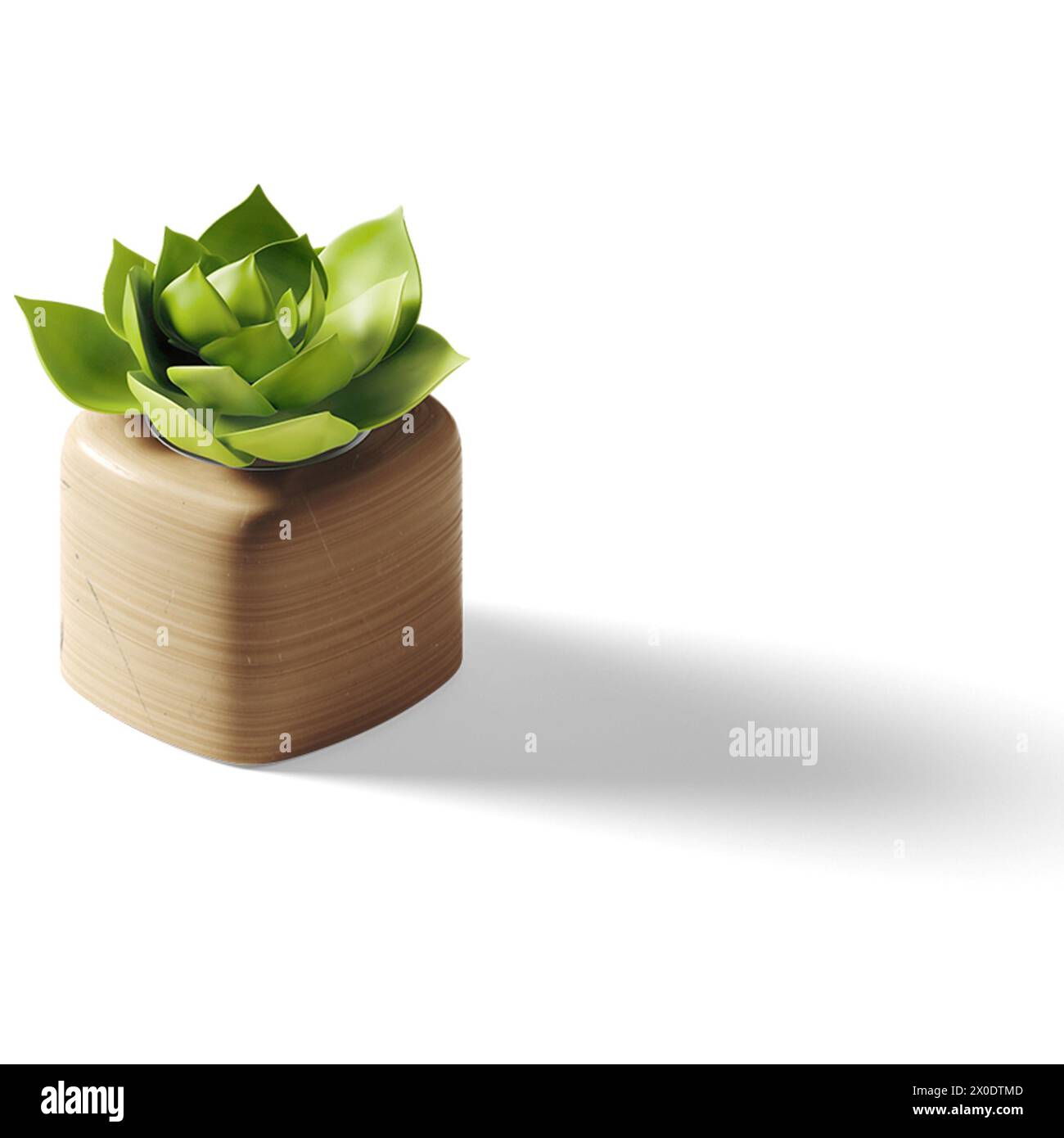 Creative concept isometric cactus on pot isolated against plain ...