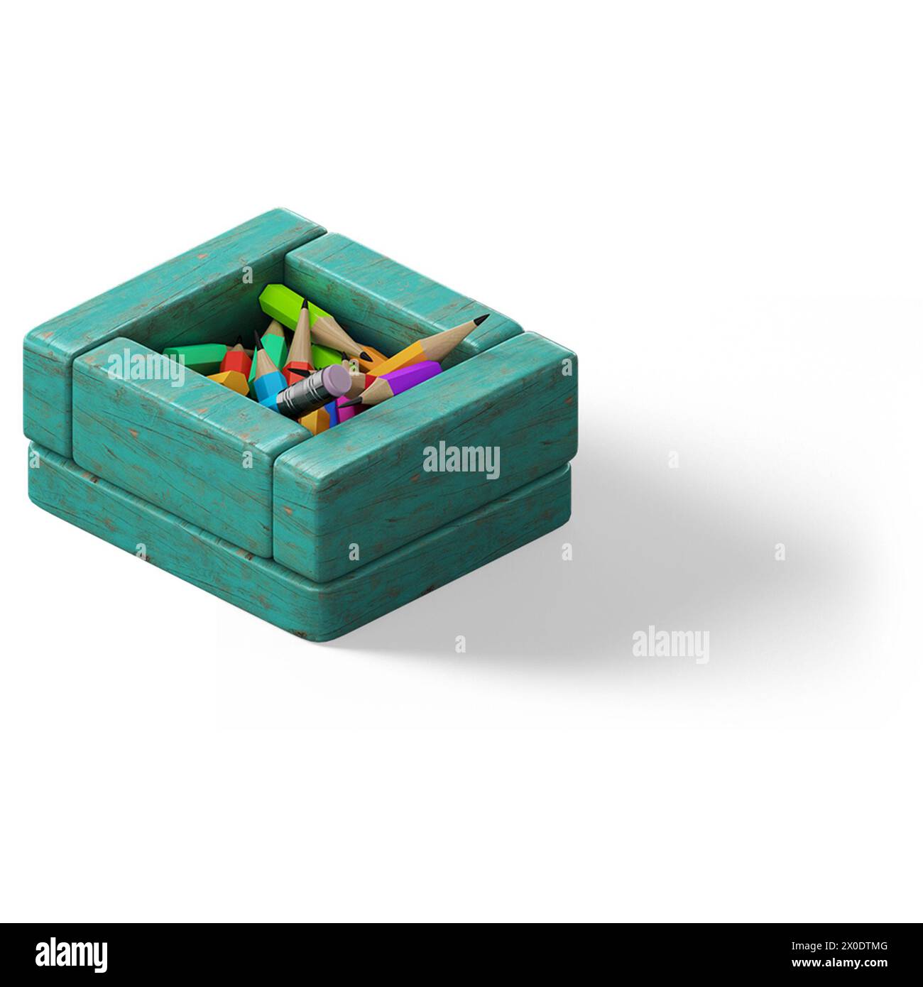 Creative concept isometric pencil box isolated against plain background ...