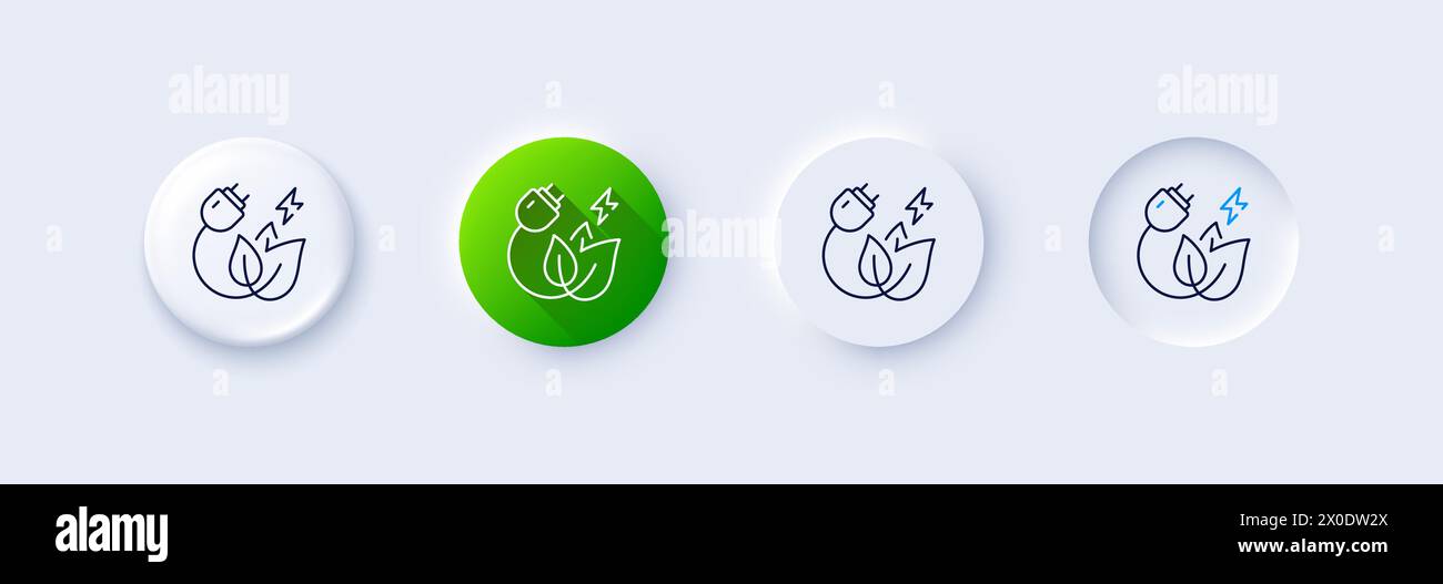 Green energy line icon. Electric power sign. Line icons. Vector Stock ...