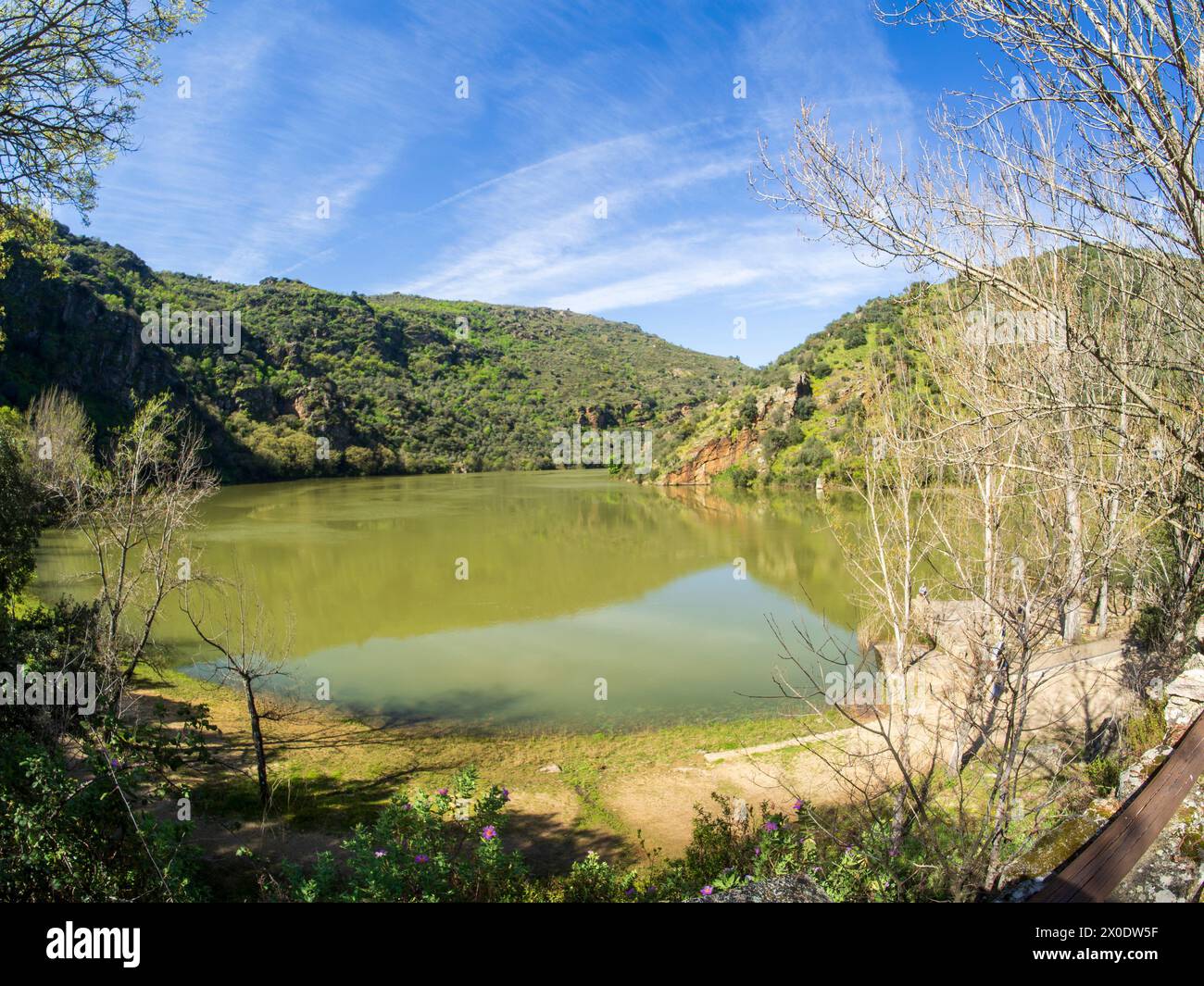 The Douro River between green canyons on its way between Spain and ...
