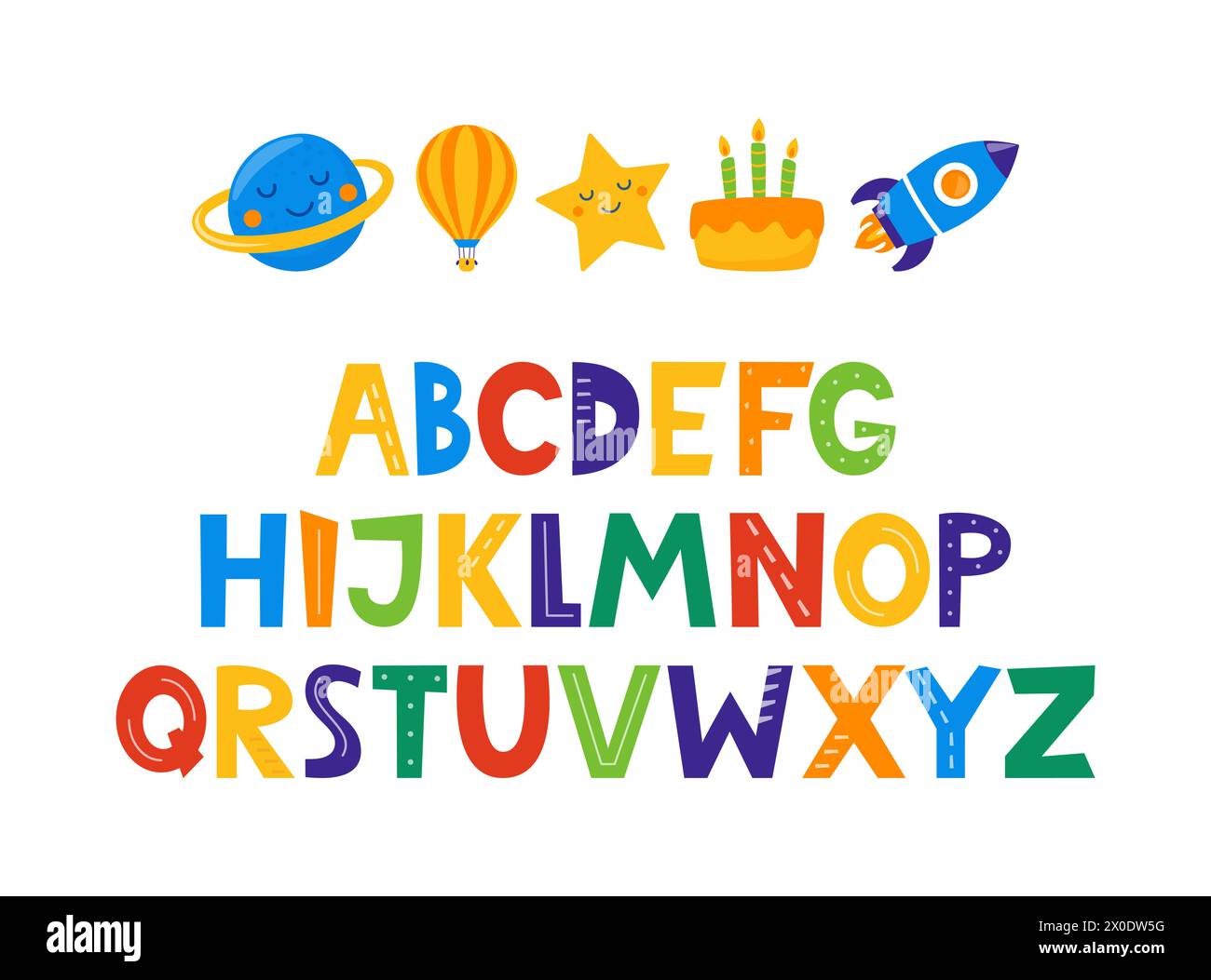 Cute hand drawn childish alphabet. Hand drawn ABC for poster, logo ...