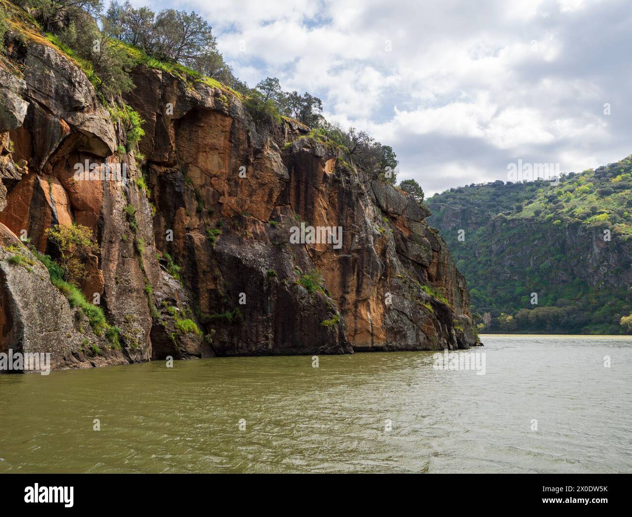 The Douro River between green canyons on its way between Spain and ...