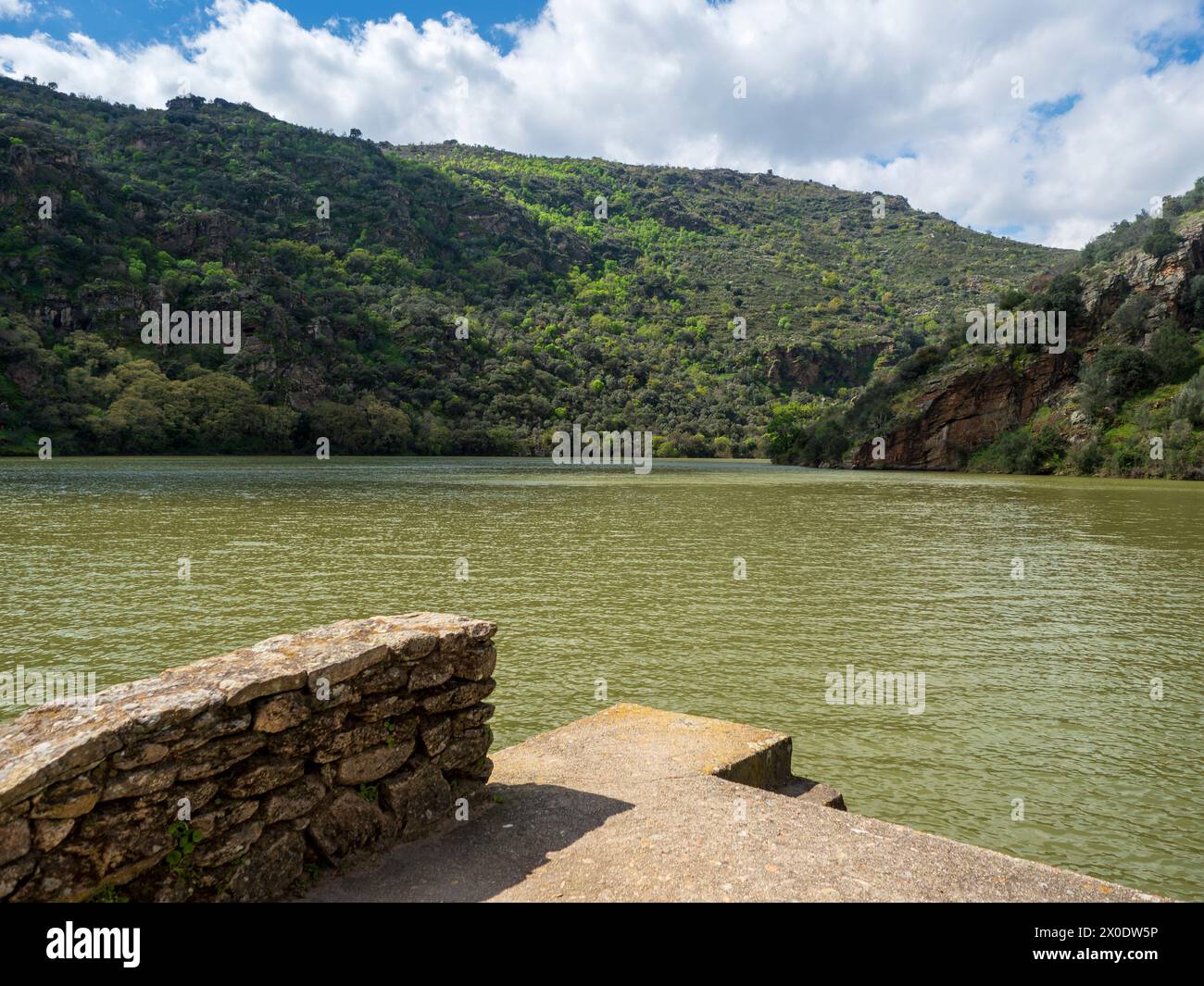 The Douro River between green canyons on its way between Spain and ...