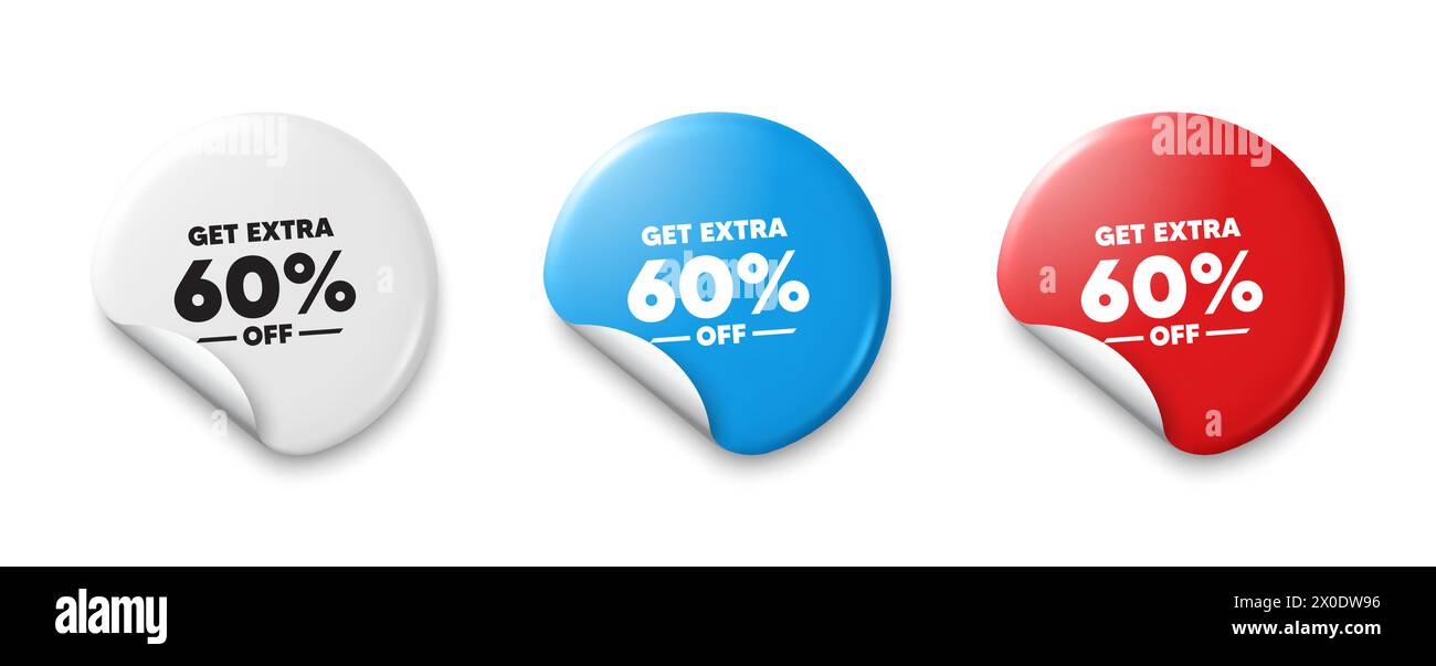 Get Extra 60 percent off Sale. Discount offer sign. Price tag stickers ...