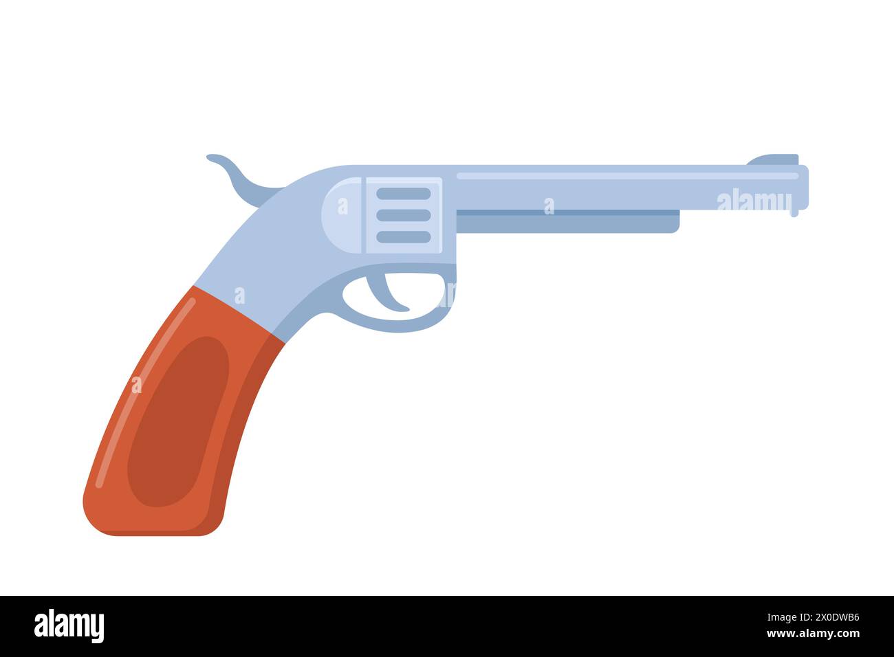 Gun revolver. Handgun six shooter pistol drawing in a vintage retro ...