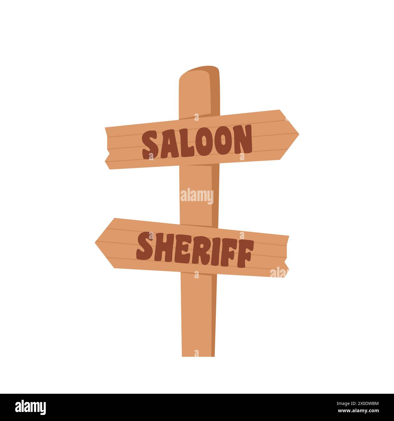 Western wooden signboard with arrows and lettering Sheriff and Saloon ...