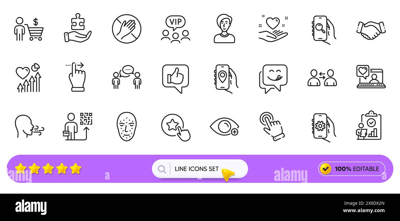 Dont touch, Cursor and App settings line icons for web app. Pictogram ...