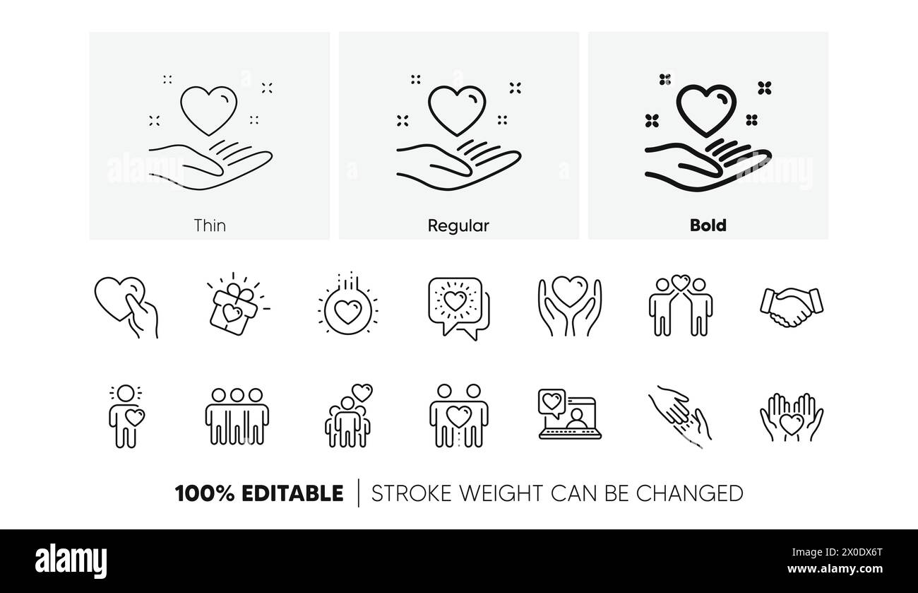 Friendship and love line icons. Interaction, Mutual understanding and ...