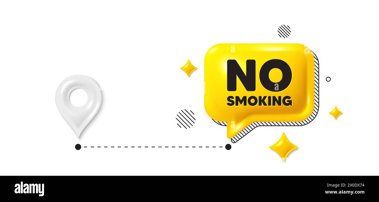 No smoking tag. Stop smoke sign. Road journey position 3d pin. Vector ...