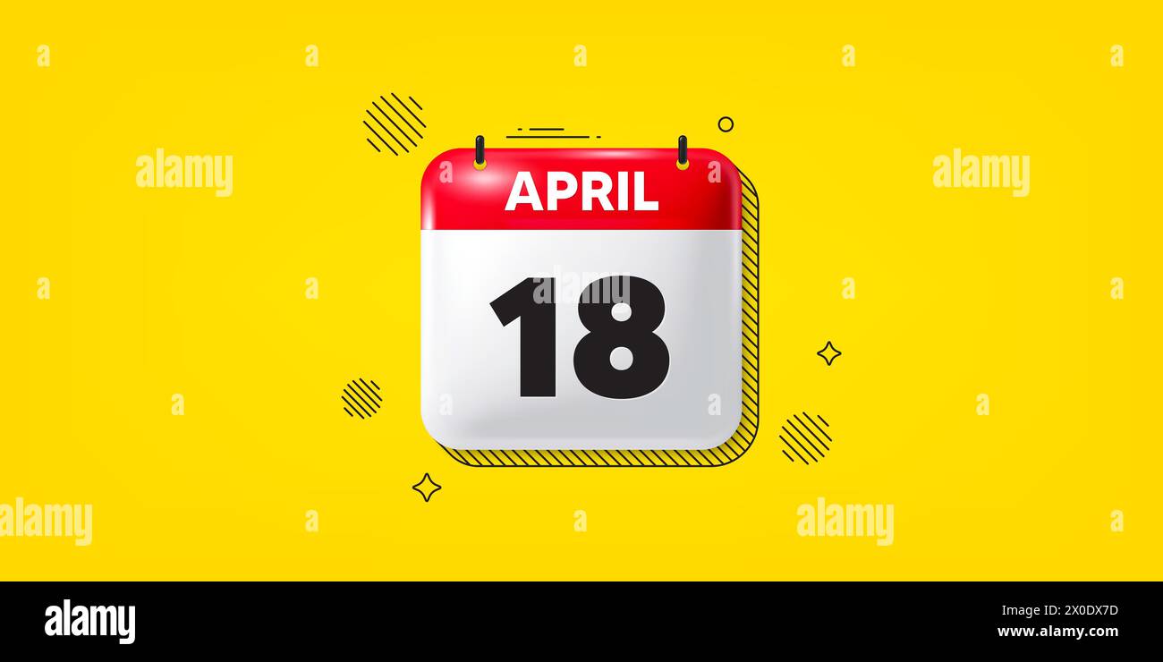 18th day of the month icon. Event schedule date. Calendar date of April ...