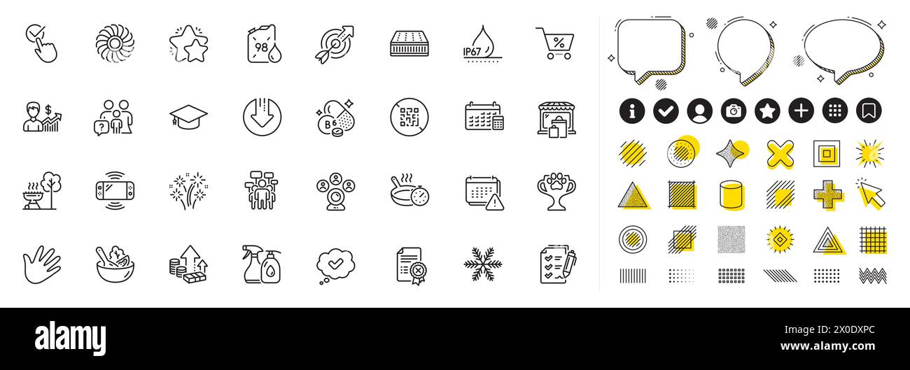 Set of Inflation, Reject certificate and Target line icons for web app. Pictogram icon Vector ...