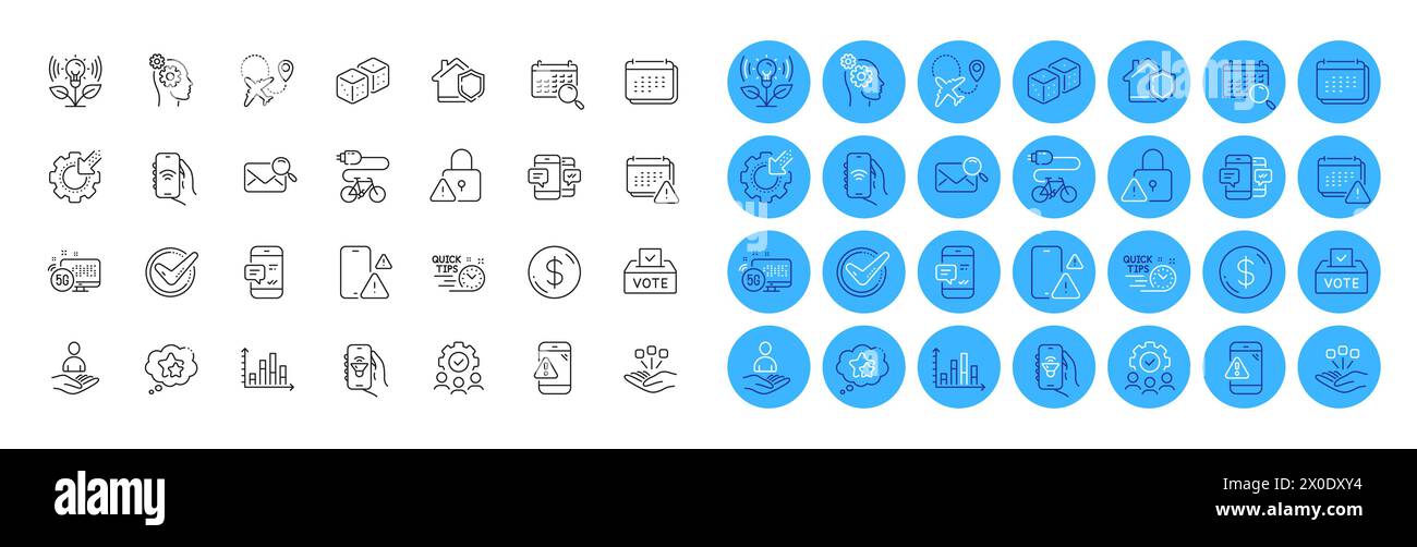 Phone warning, Consolidation and Internet app line icons pack. For web app. Color icon buttons ...