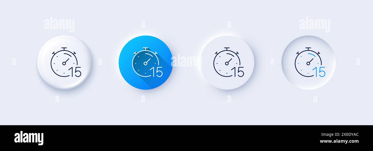 Timer 15 minutes line icon. Stopwatch time sign. Line icons. Vector ... Timer 15 minutes line icon. Stopwatch time sign. Line icons. Vector ...