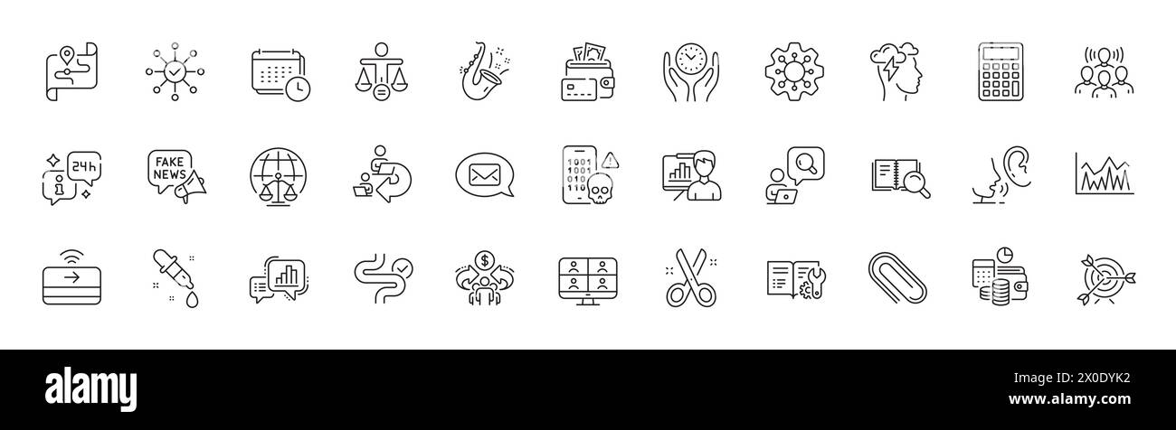 Execute, Graph chart and Cyber attack line icons. For web app, printing. Line icons. Vector ...