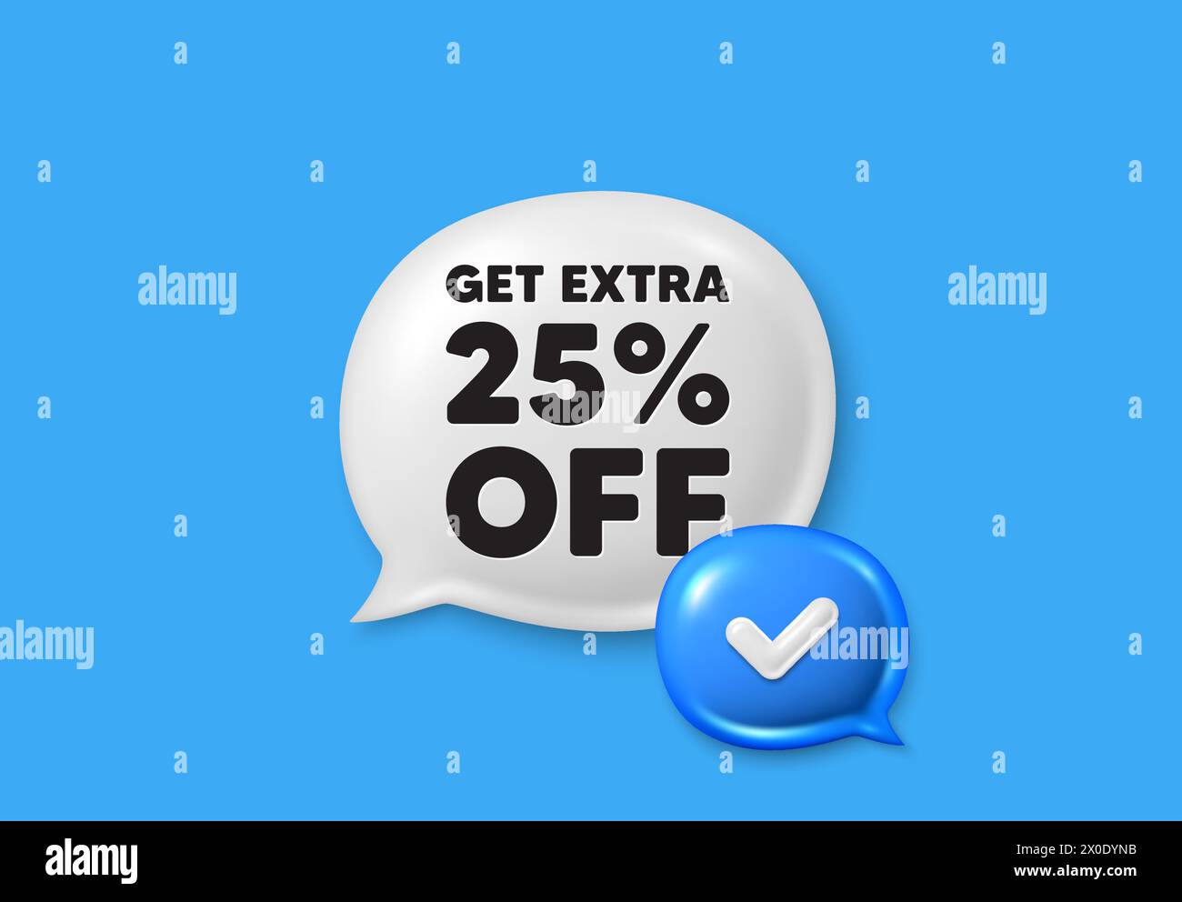 Get Extra 25 percent off Sale. Discount offer sign. Text box speech ...