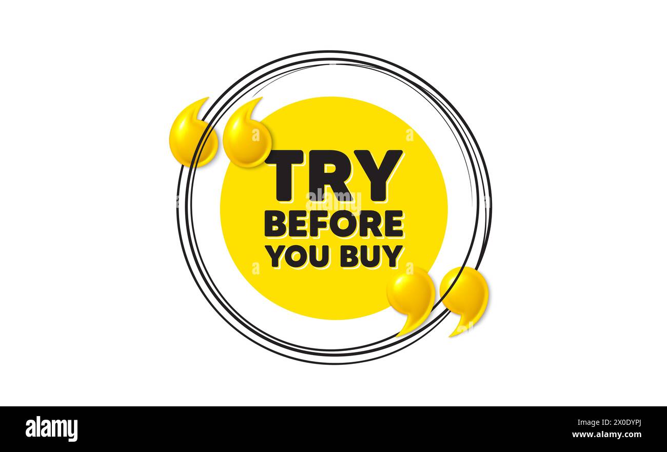 Try before you buy tag. Special offer price sign. Hand drawn round frame banner. Vector Stock ...