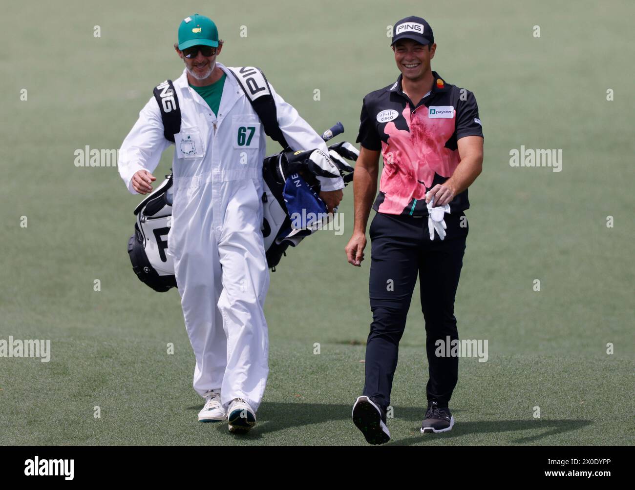 Augusta, United States. 11th Apr, 2024. Sweden's Viktor Hovland walks ...