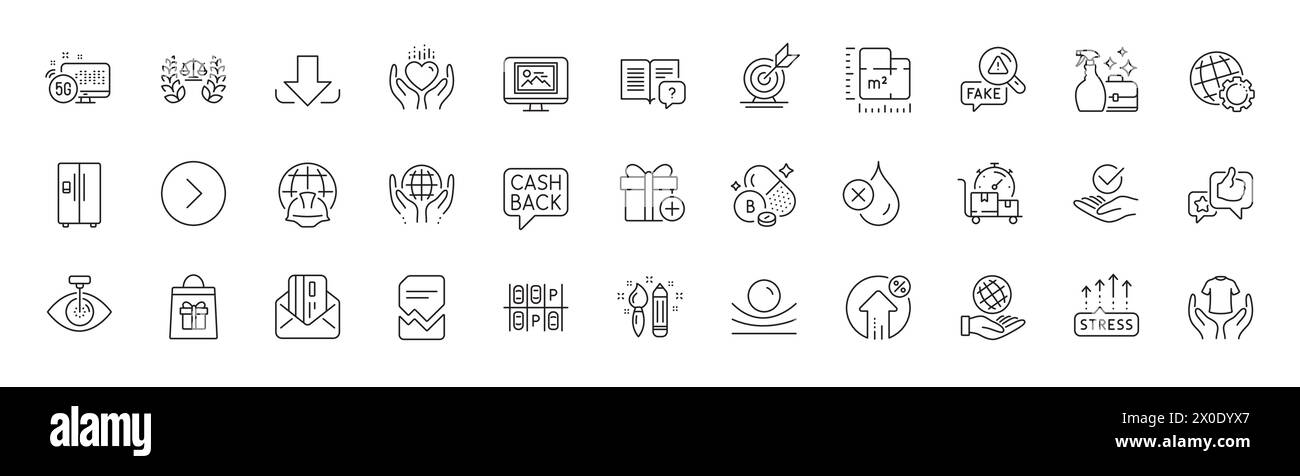 Globe, Holidays shopping and Elastic material line icons. For web app ...