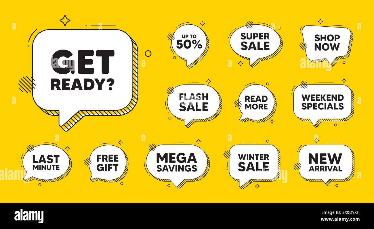 Get ready symbol. Special offer sign. Offer speech bubble icons. Vector ...