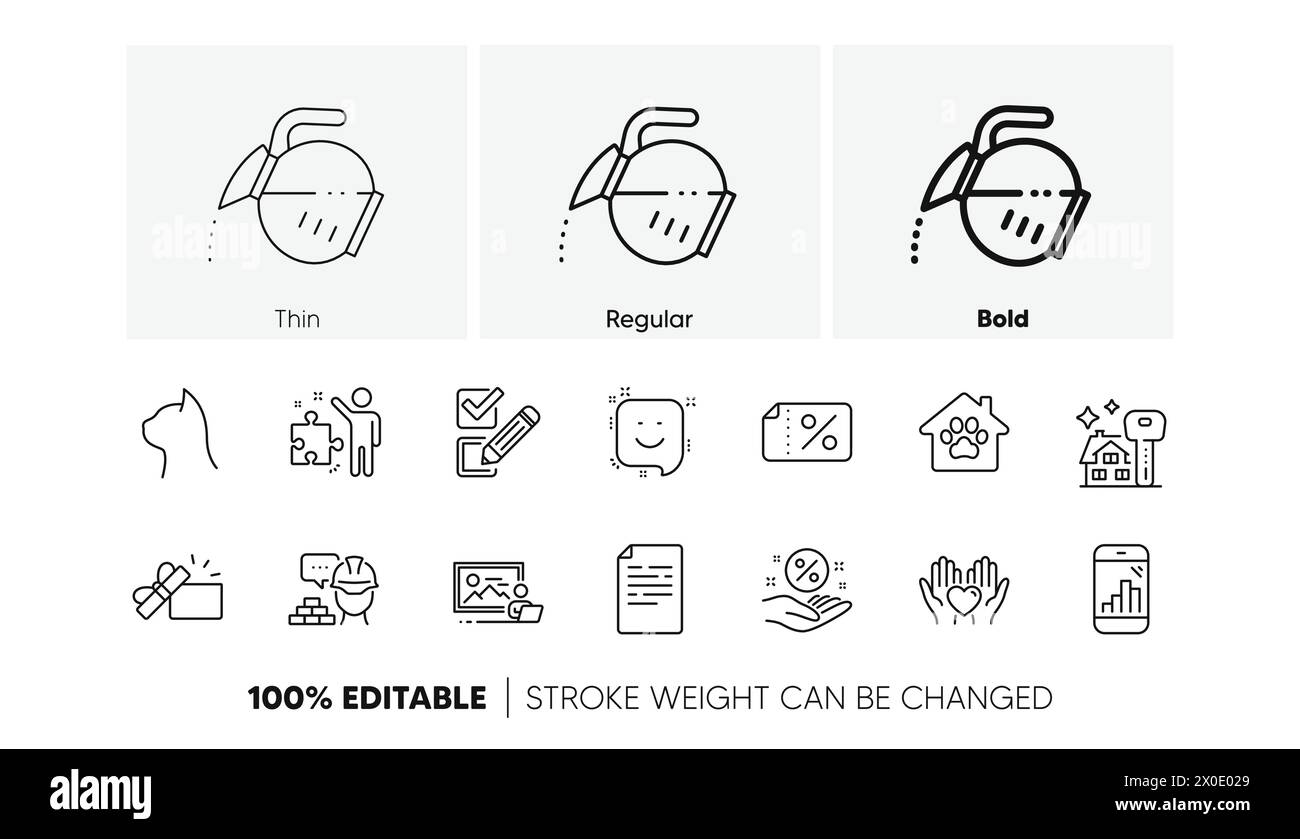 Coffee pot, Graph phone and Build line icons. For web app, printing ...