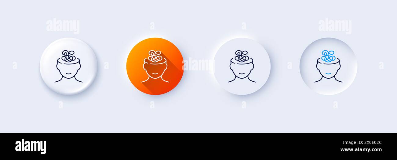 Anxiety line icon. Stress or Think worry sign. Line icons. Vector Stock ...