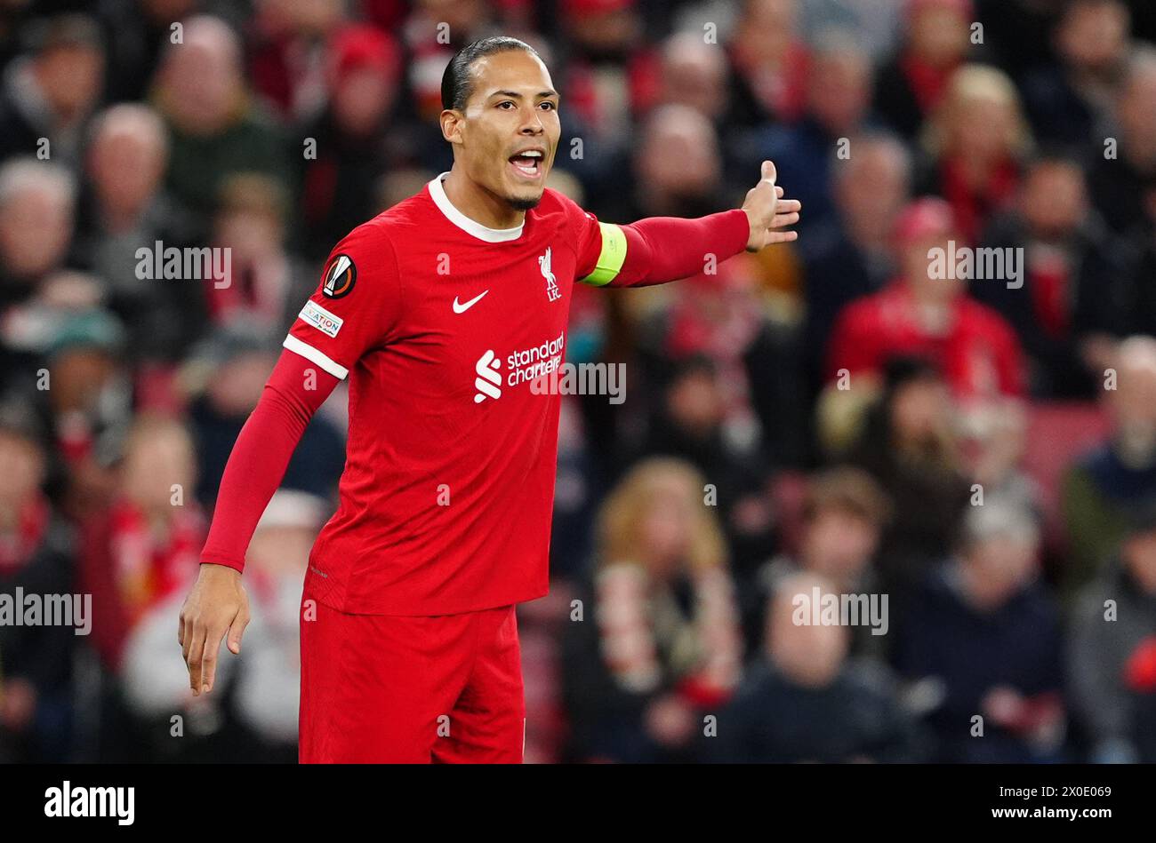 Liverpool's Virgil van Dijk during the UEFA Europa League quarter-final ...