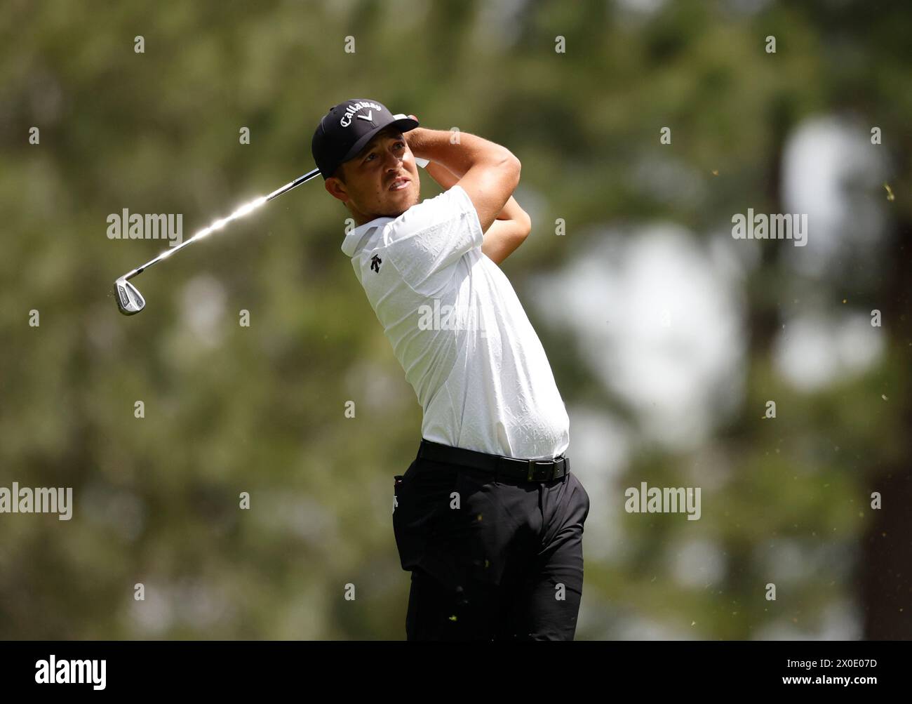 Augusta, United States. 11th Apr, 2024. Xander Schauffele hits his tee ...
