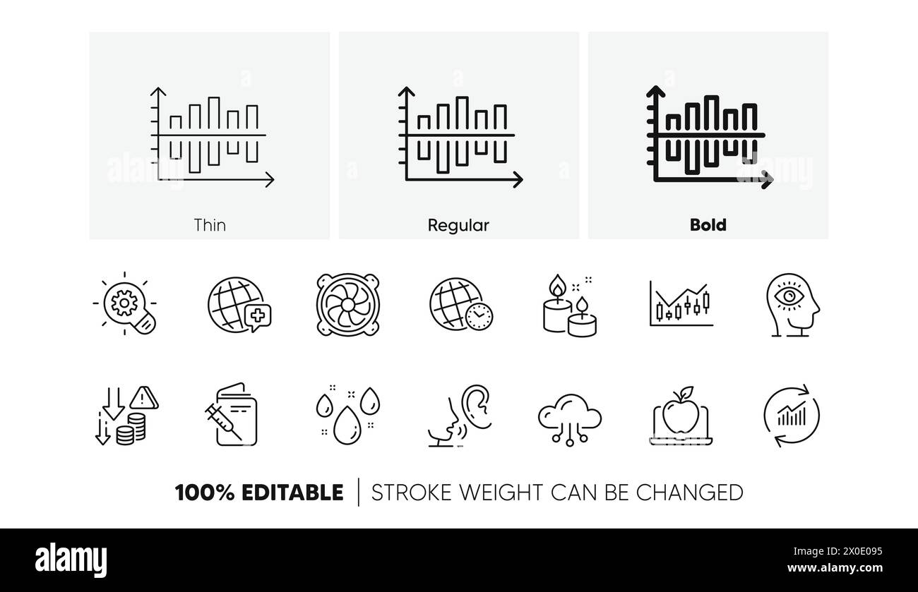 Whisper, Diagram chart and Rainy weather line icons. For web app, printing. Line icons. Vector ...