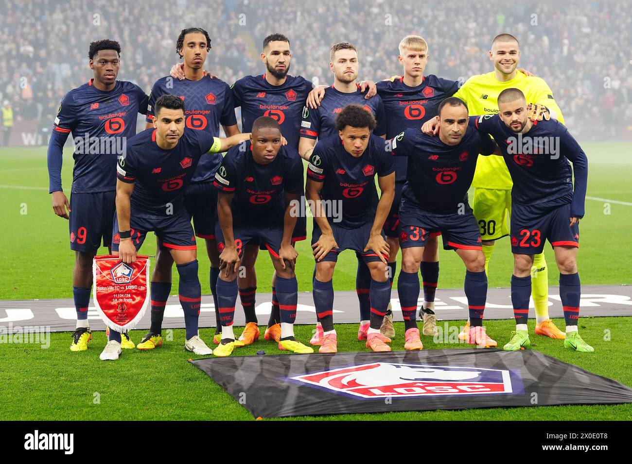 Lille players pose for a team photograph ahead of the UEFA Conference ...