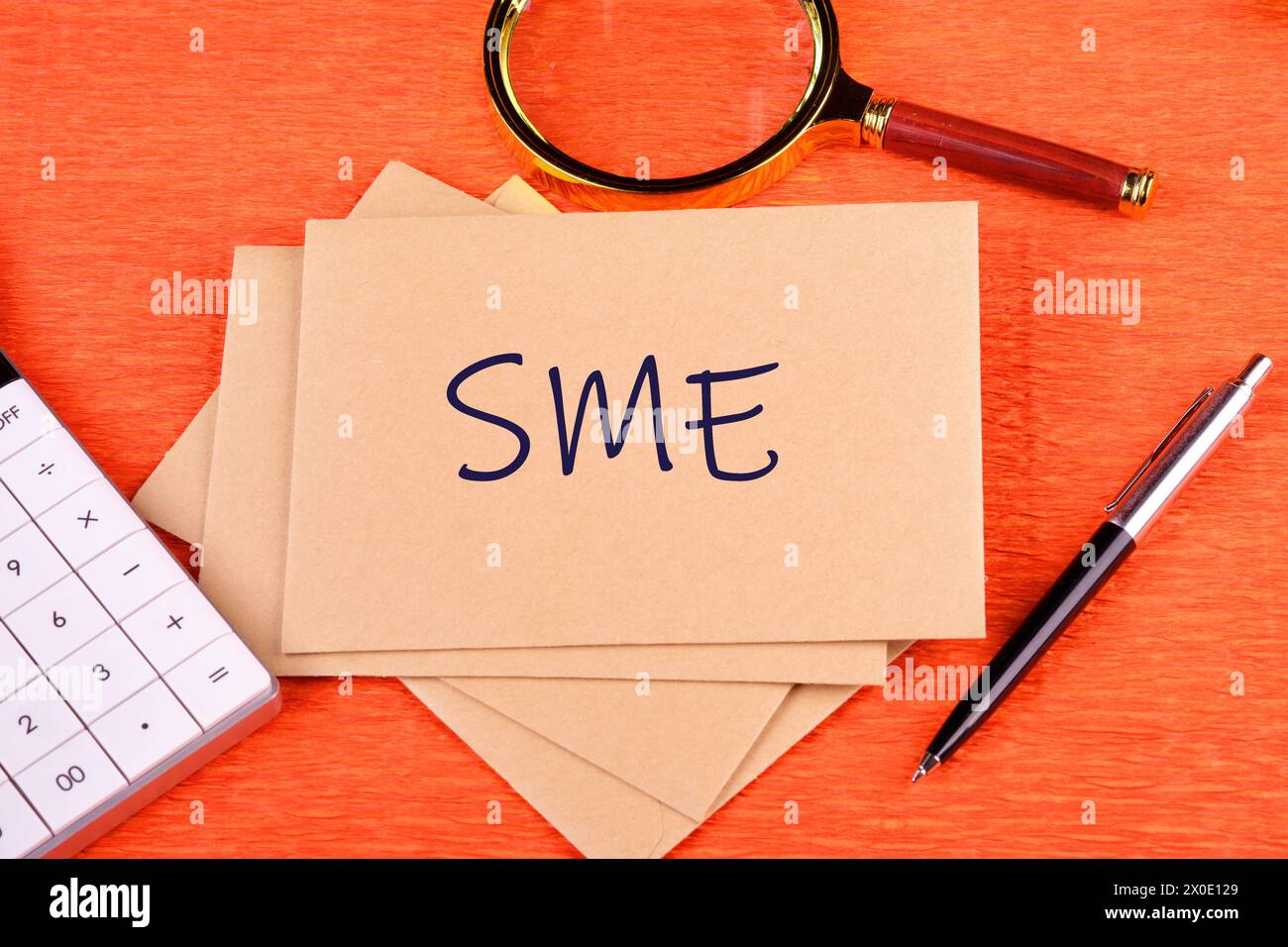 SME (or small and medium enterprises) symbol It's written on a postal ...