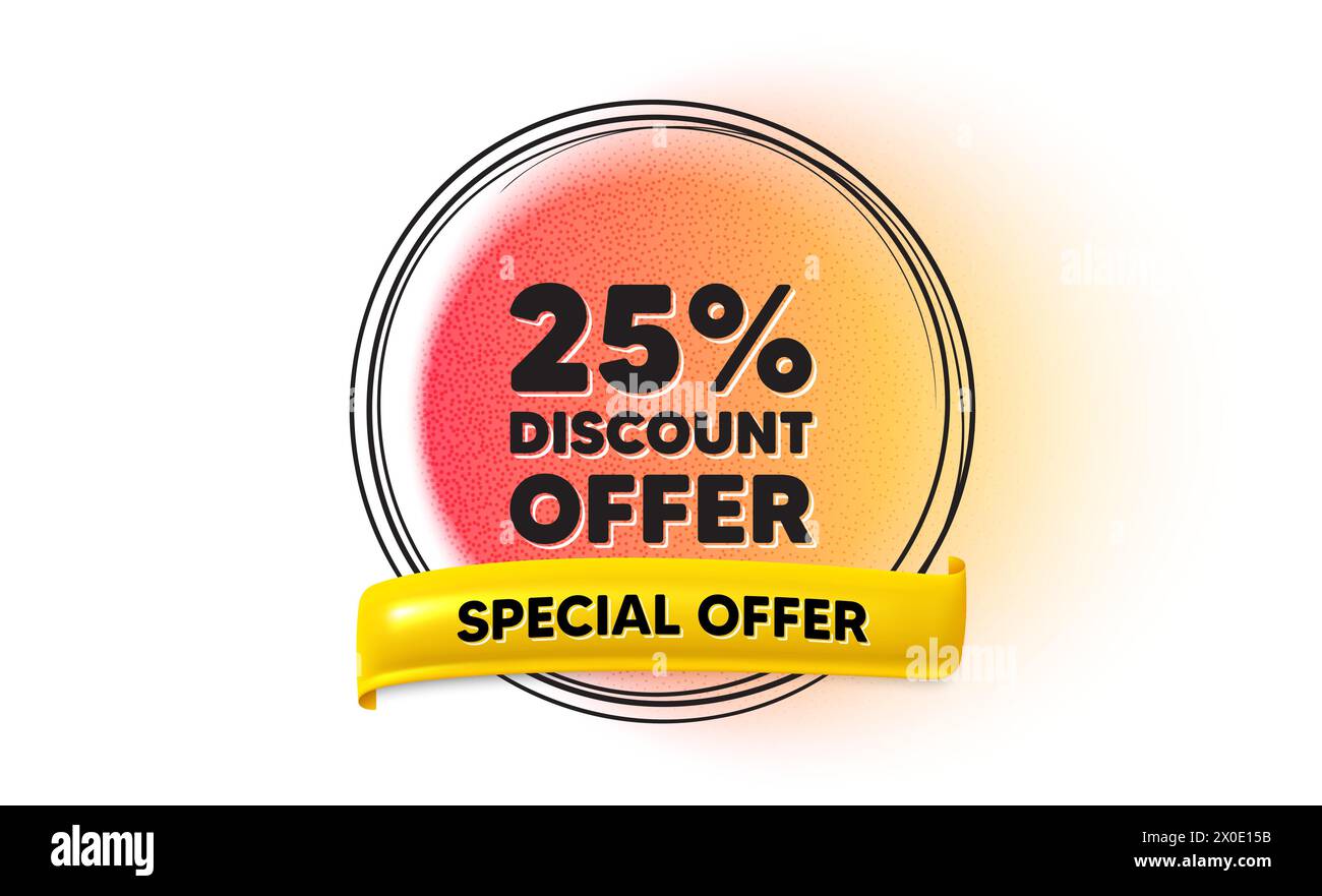 25 percent discount. Sale offer price sign. Hand drawn round frame ...