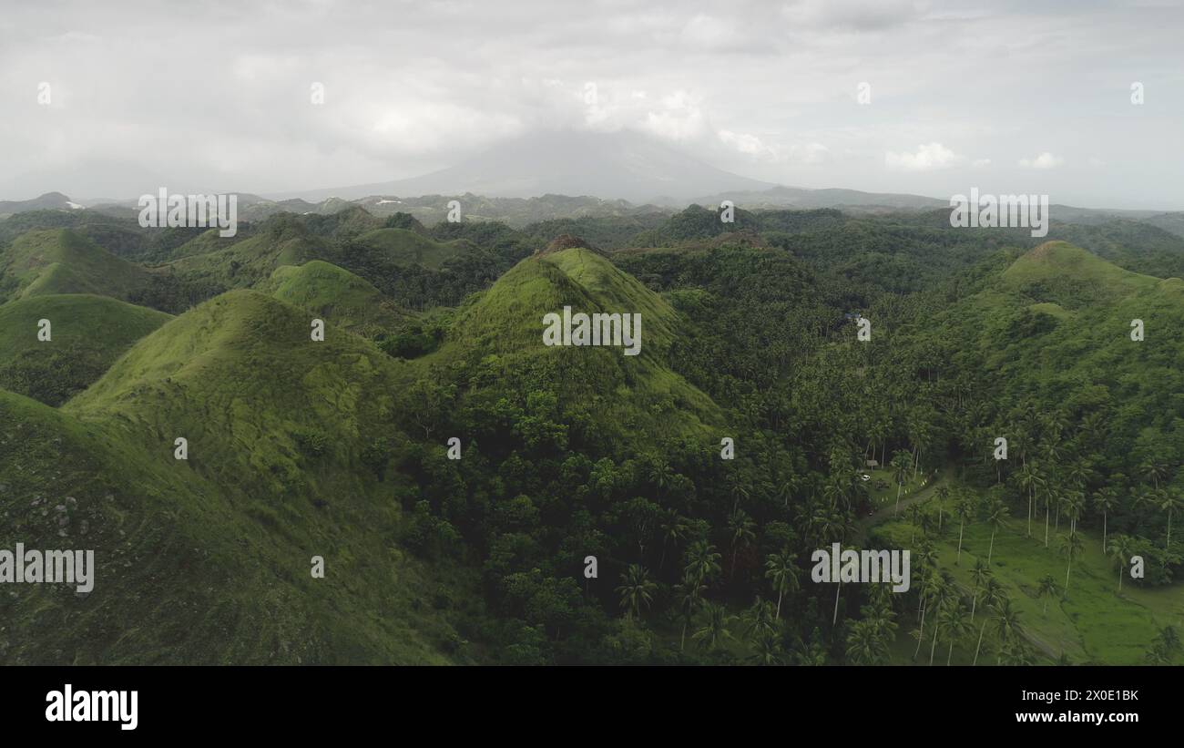Aerial mountain rainforest view: Asia tropical green hill with jungle ...