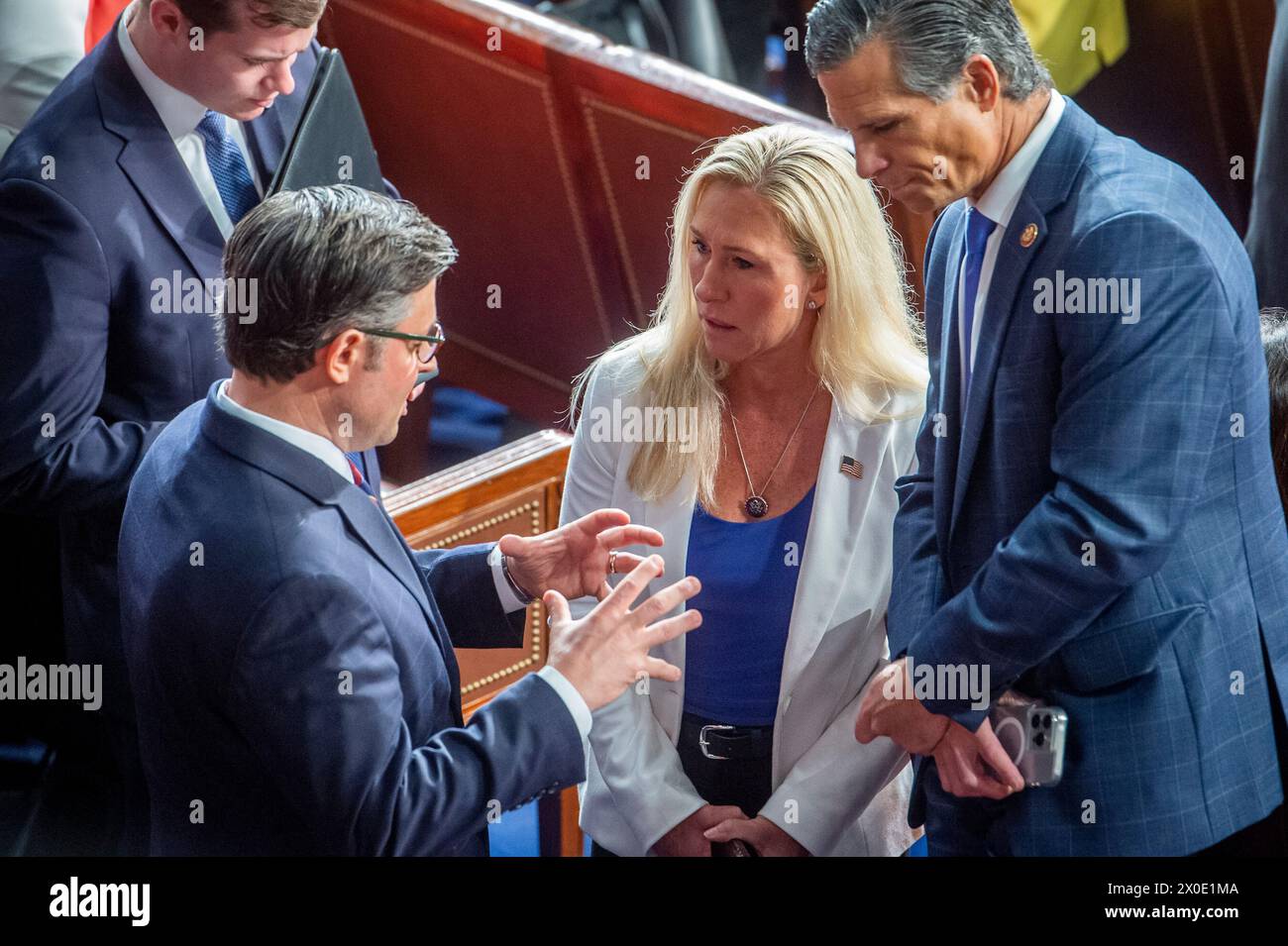 Speaker of the US House of Representatives Mike Johnson (Republican of ...