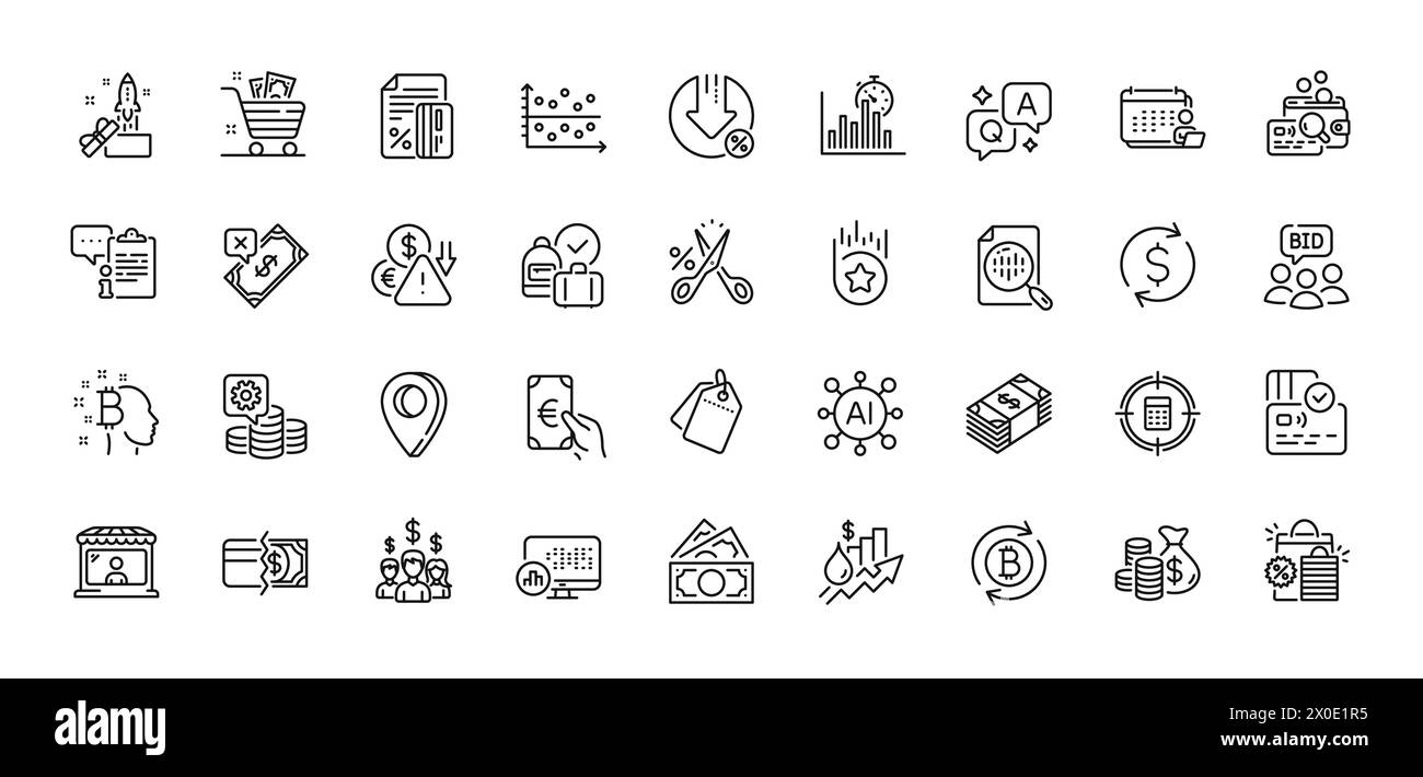 Report timer, Auction and Inspect line icons pack. For web app. Line icons. Vector Stock Vector ...