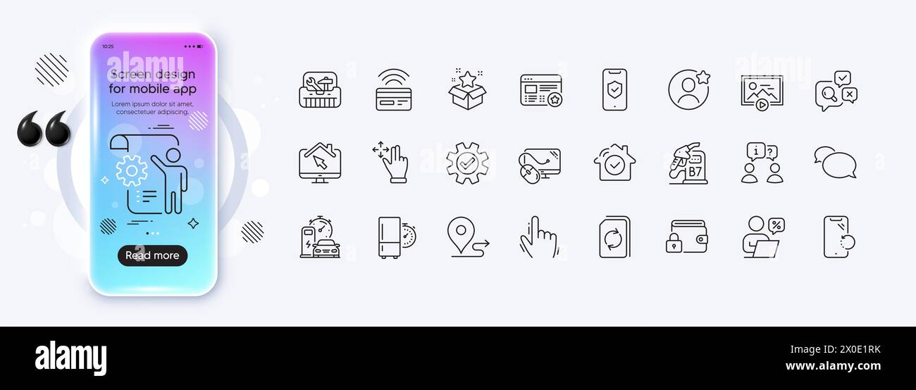 Smartphone recovery, Computer mouse and Favorite line icons for web app ...