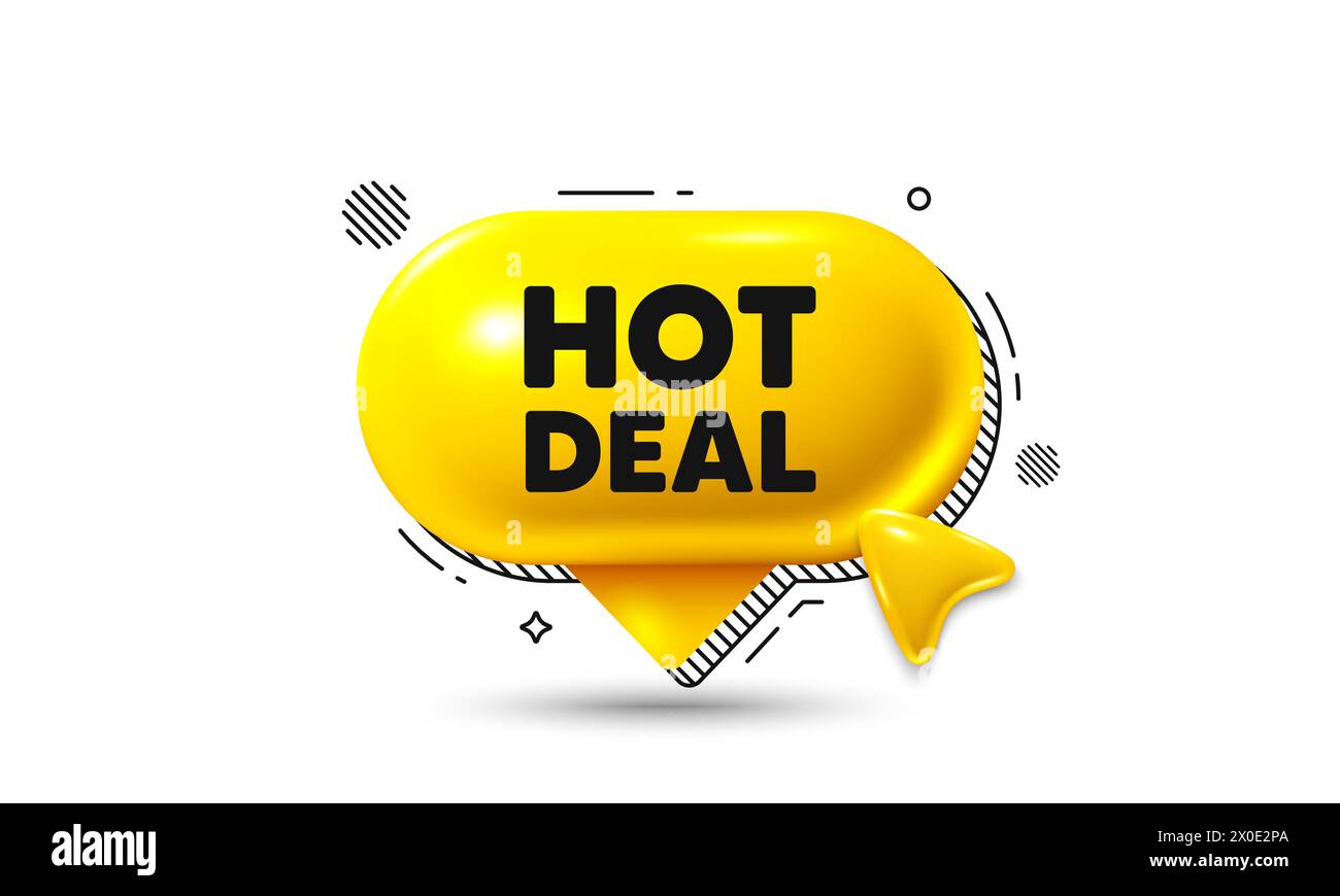 Hot deal symbol. Special offer price sign. Click here speech bubble 3d ...