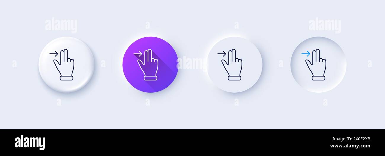 Touchscreen gesture line icon. Slide right arrow sign. Swipe action ... Touchscreen gesture line icon. Slide right arrow sign. Swipe action ...