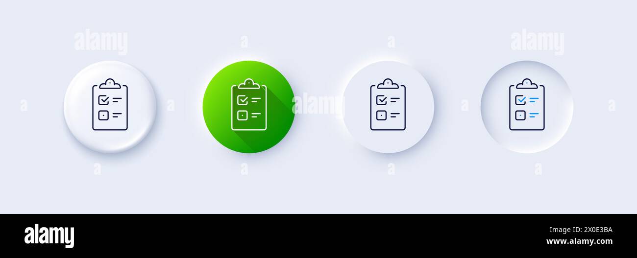 Checklist line icon. Clipboard document sign. Line icons. Vector Stock ...