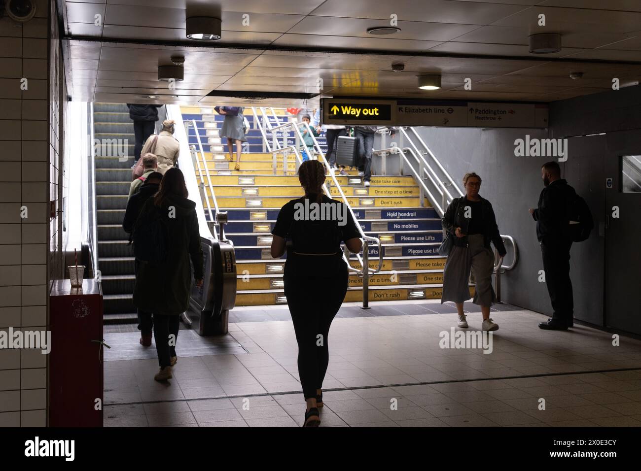 Commuters use escalators and stairs at Paddington station's Elizabeth ...