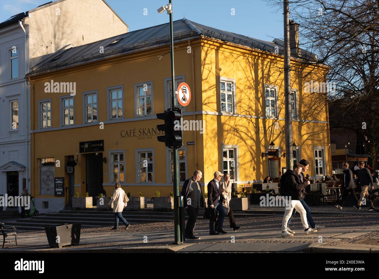 Cafe Skansen on Rådhusgata in the capital city Oslo, Norway Stock Photo ...