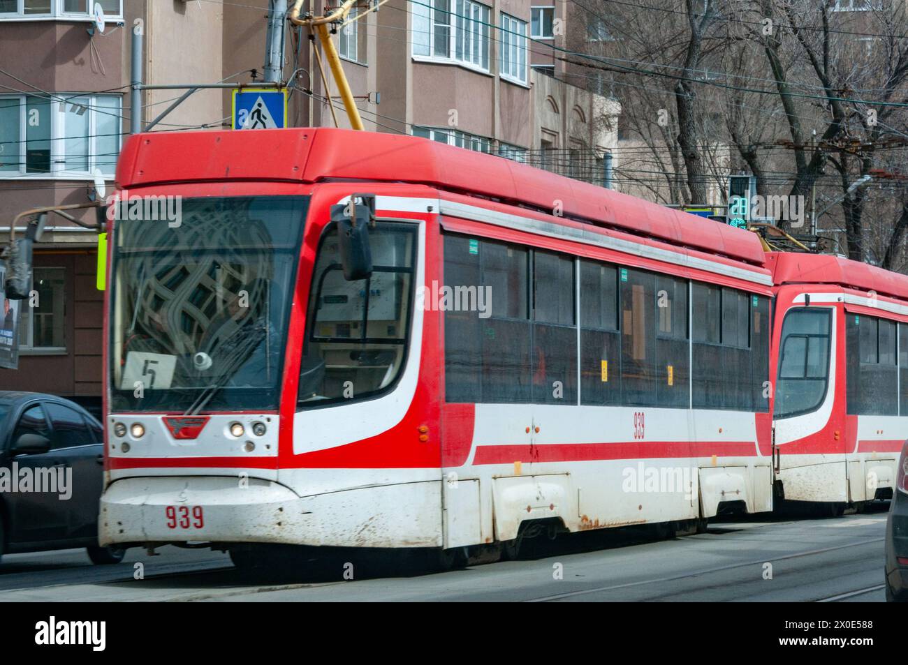 Transport The tram follows its own route Samara Samara region Russia ...