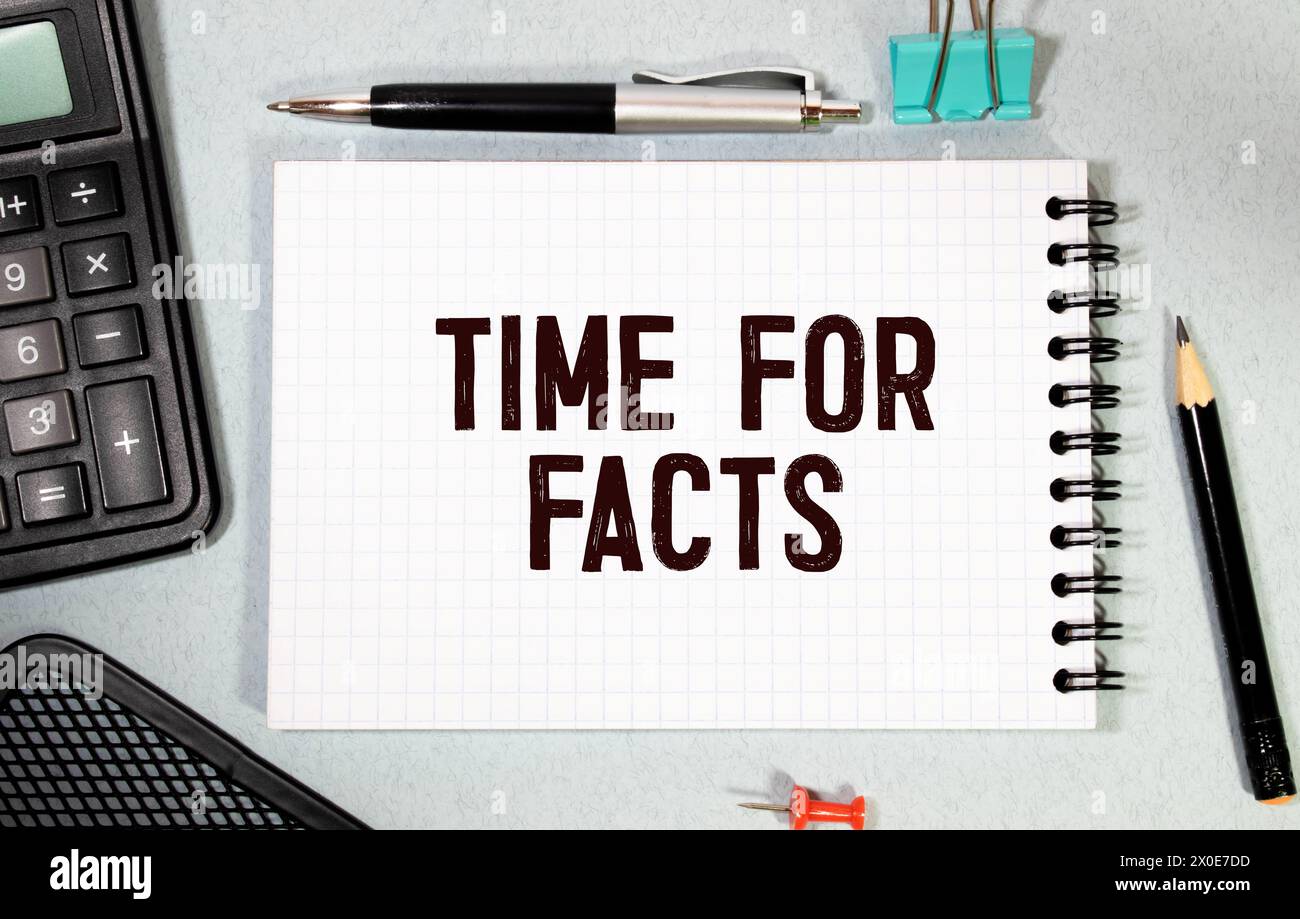 Hand writing Time for Facts concept with blue marker on transparent ...