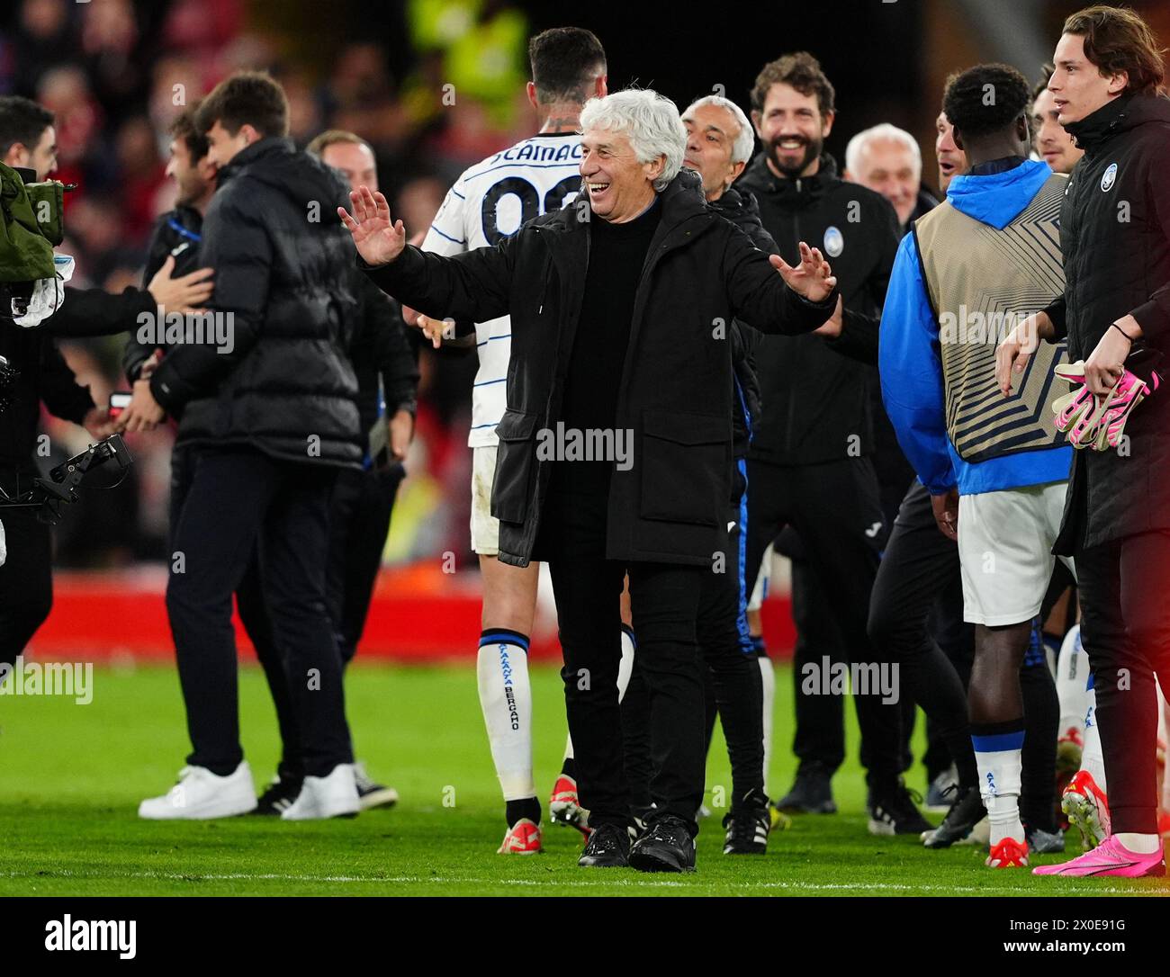 Atalanta manager Gian Piero Gasperini celebrates after the UEFA Europa ...