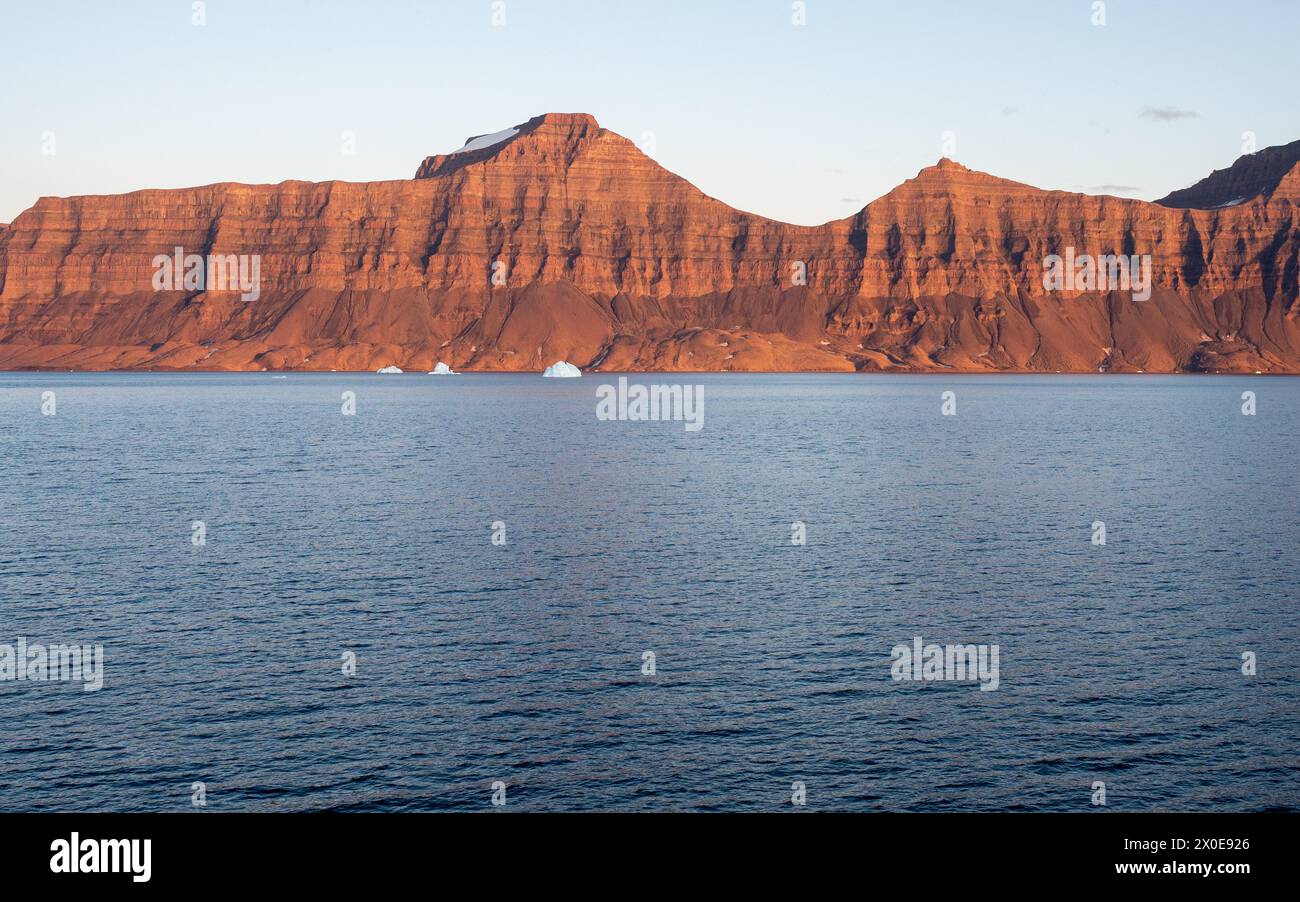 Lava layers, Scoresby Sund, East Greenland, Greenland, Arctic Stock ...