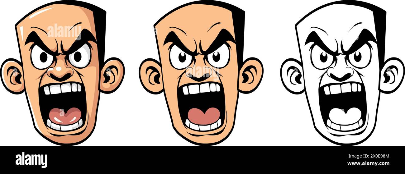 Set of Angry bald man head vector illustration Stock Vector Image & Art ...