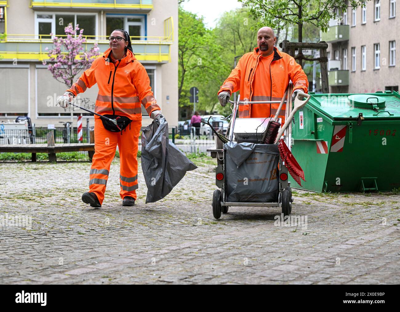 Berlin, Germany. 11th Apr, 2024. Street and green space cleaners ...