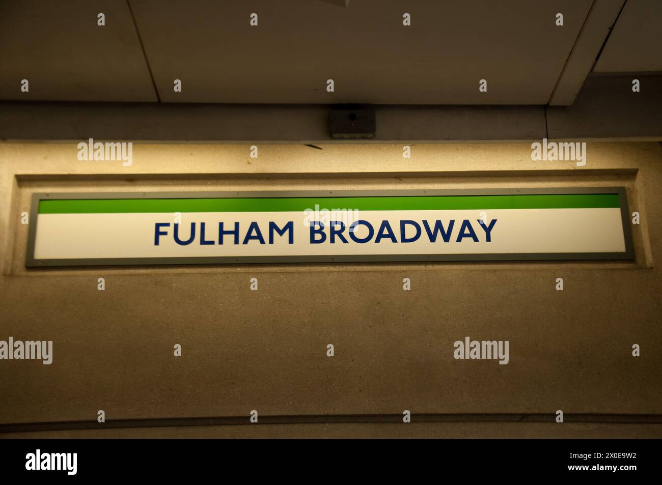 Sign for Fulham Broadway Tube Station, The Royal Borough of Kensington ...
