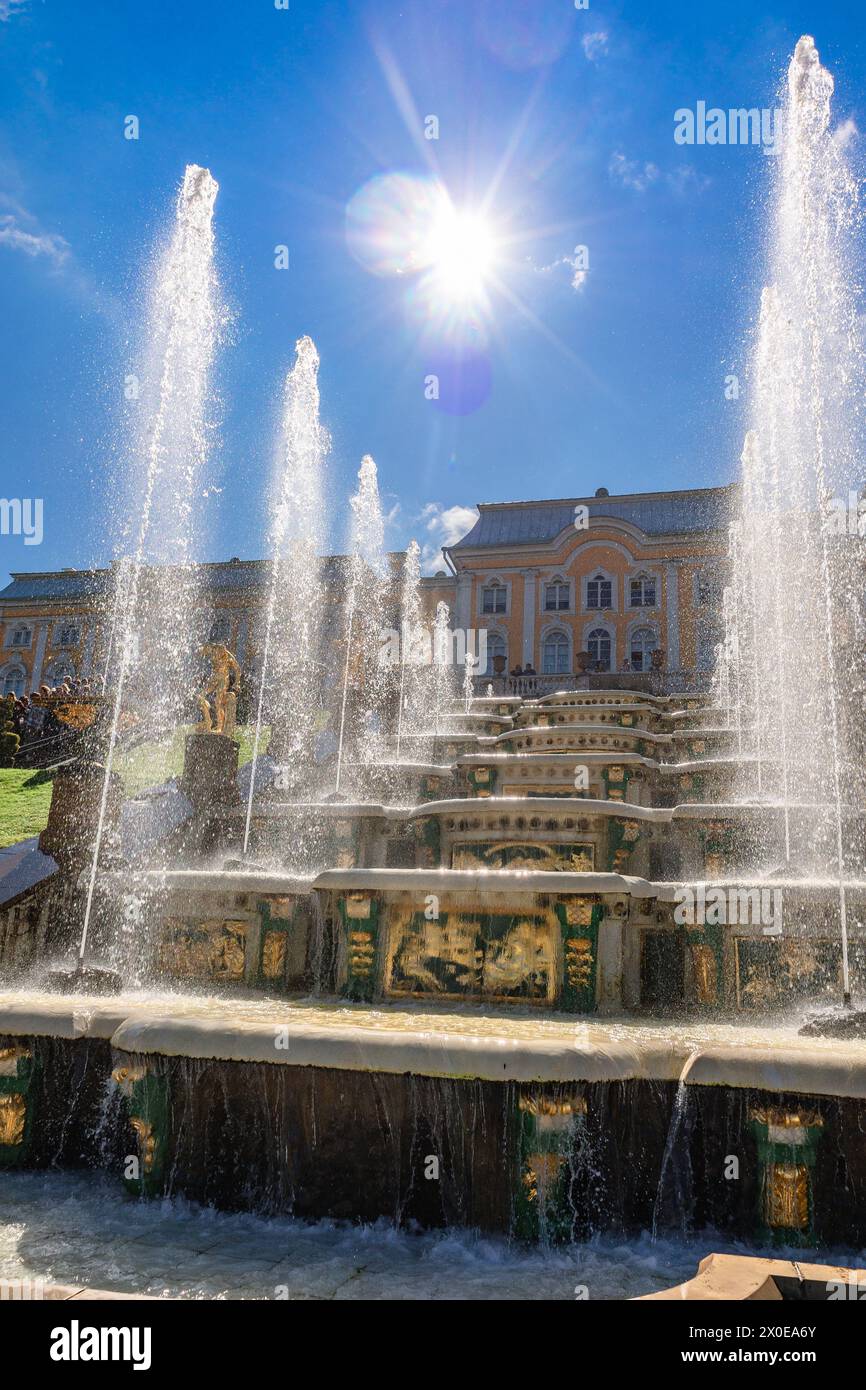 St. Petersburg, Russia - August 23, 2023: Fountains of Peterhof. View ...