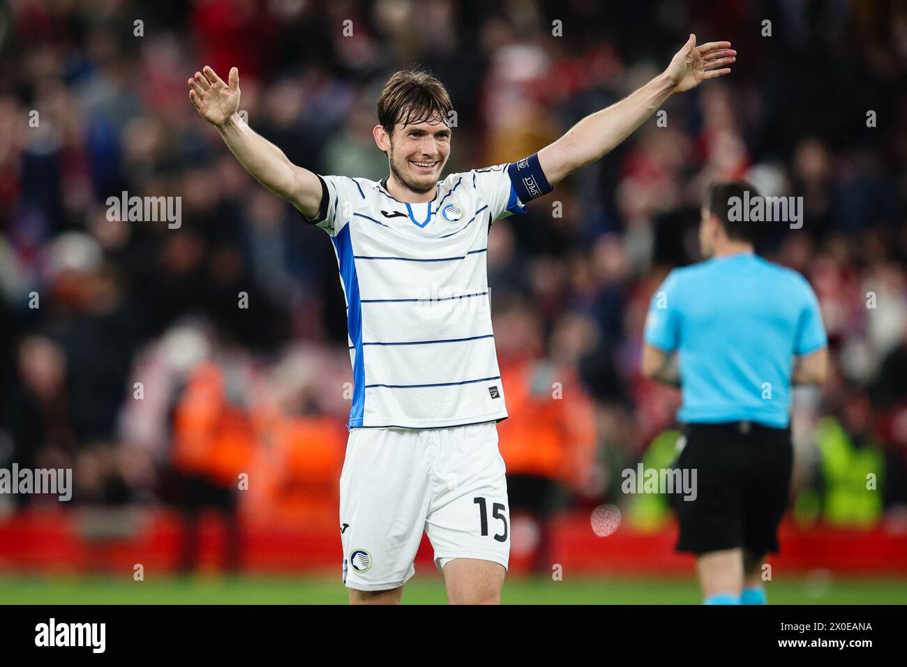 LIVERPOOL, UK - 11th Apr 2024: Marten de Roon of Atalanta BC celebrates ...